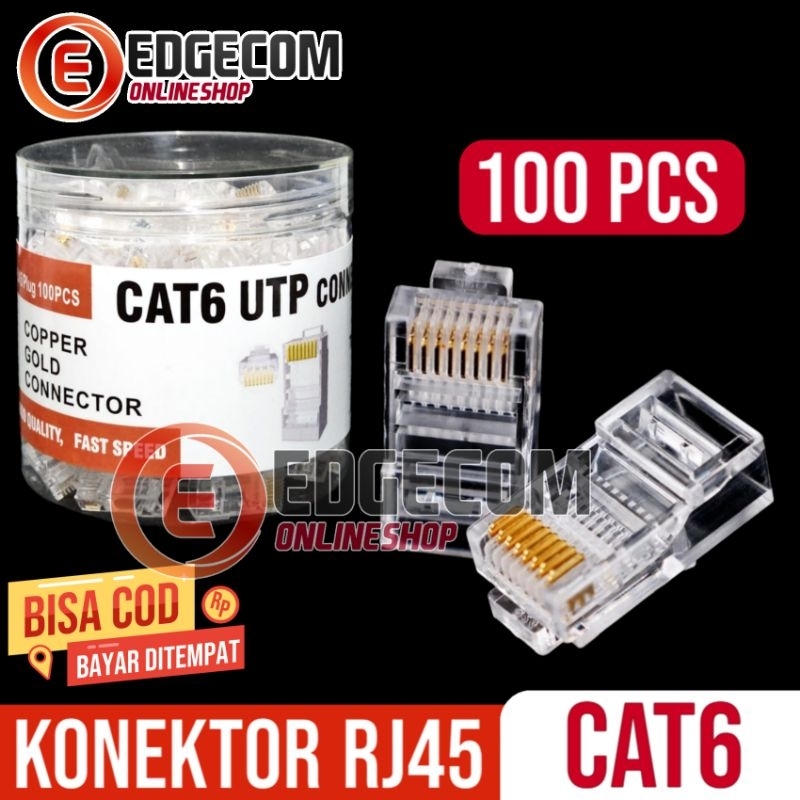 Rj45 CAT6 CONNECTOR CONTENTS 100PCS RJ 45 CAT 6 LAN CONNECTOR | Shopee Philippines