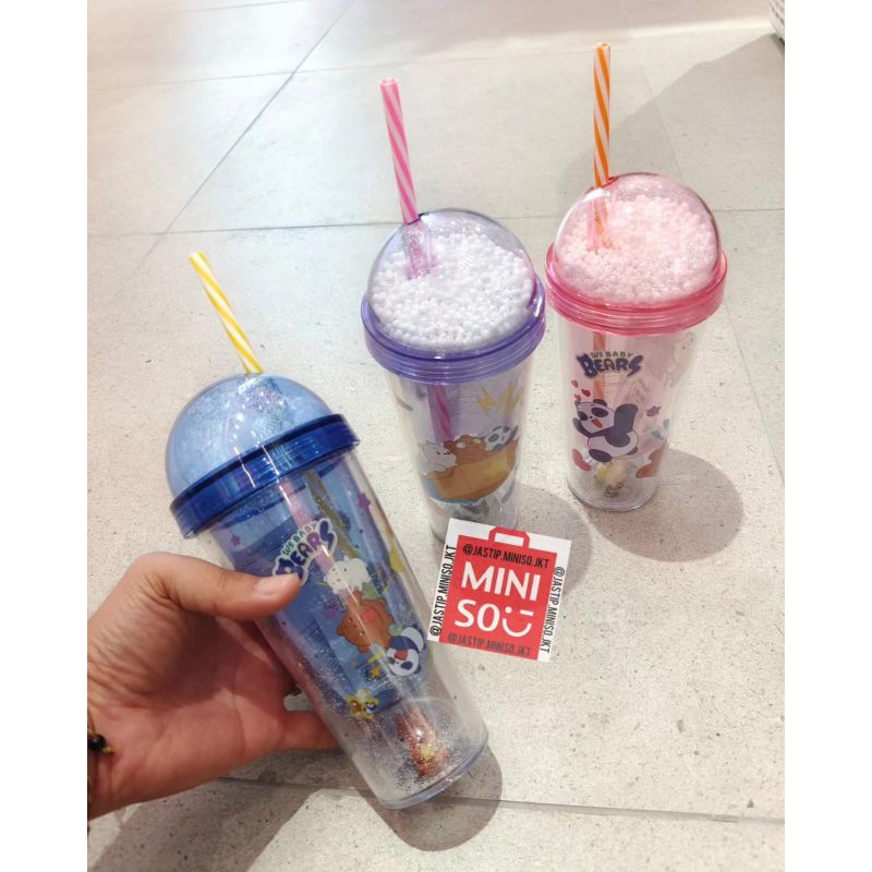 Miniso Drinking Bottle/Tumbler Ball Ball+Straw WE BABY BEARS Collection ...
