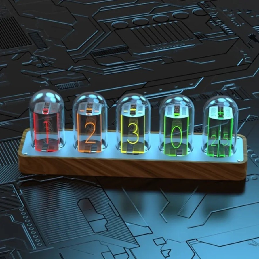 Mh - DIGITAL TUBE CLOCK WITH RGB LED GLOW Desk CLOCK FOR GAMING ...