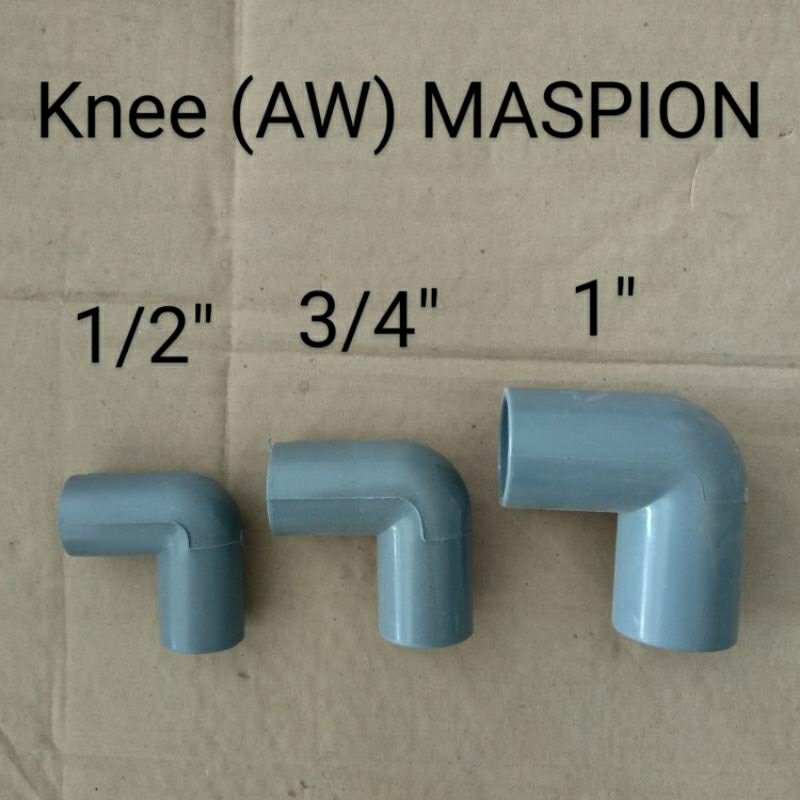 Knee AW 1/2" 3/4" 1" MASPION PVC Knie Keni L Elbow / Keni Pipe ...