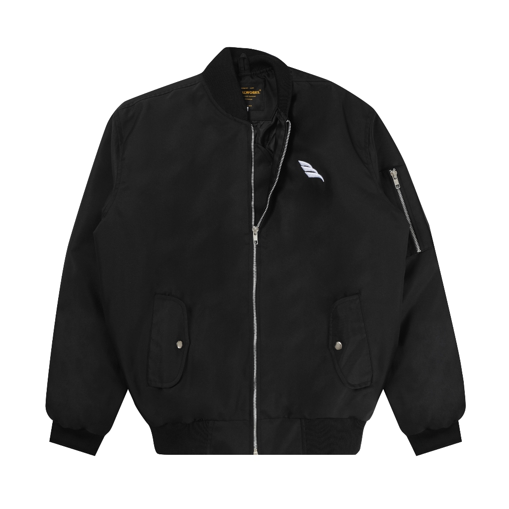 HITAM Basic LOGO BLACK BOMBER JACKET - BLACK BOMBER JACKET - RIDING ...