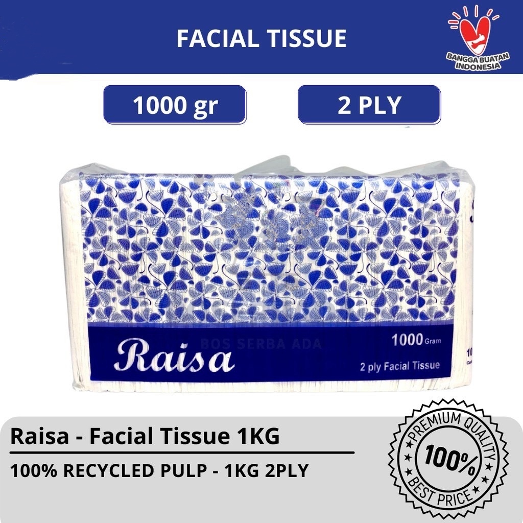 Raisa - Facial Tissue 1000 gr / 1 KG (2 Ply) I Facial Tissue | Shopee ...