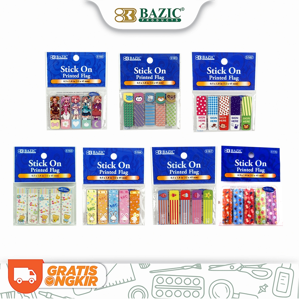 Bazic Fancy Stick on Printed Flag - Sticky Notes Cute Page Marker ...