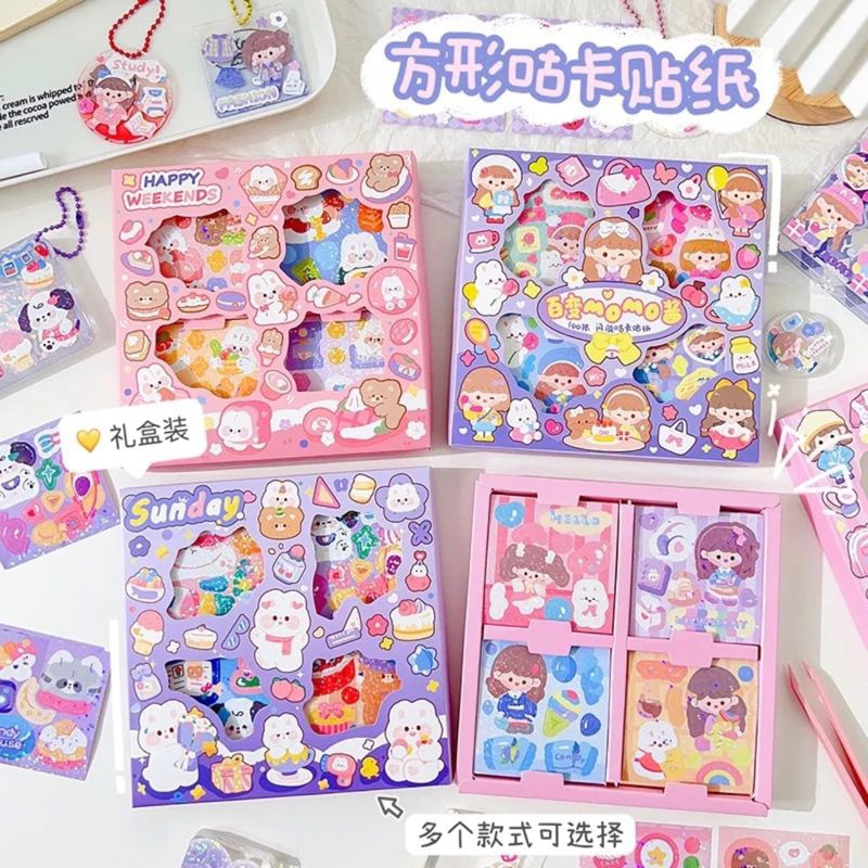 100 Sheets Sticker MOMO glitter Collection Waterproof/Aesthetic Sticker ...
