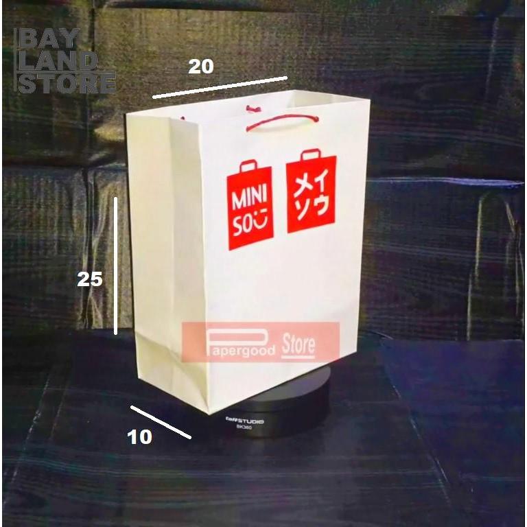 PUTIH Premium White Miniso Paper bag 20x25 x 10 small | Shopee Philippines