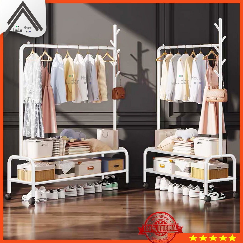 PUTIH HITAM GANTUNGAN 2-room Clothes Hanger Rack Armor Goal Hanger ...
