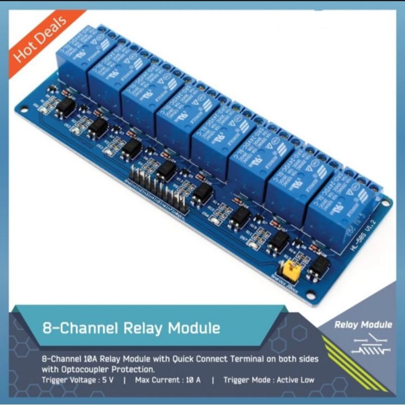 Relay Module 8channel 5V With Optocouoler (Arduino Compatible) | Shopee ...