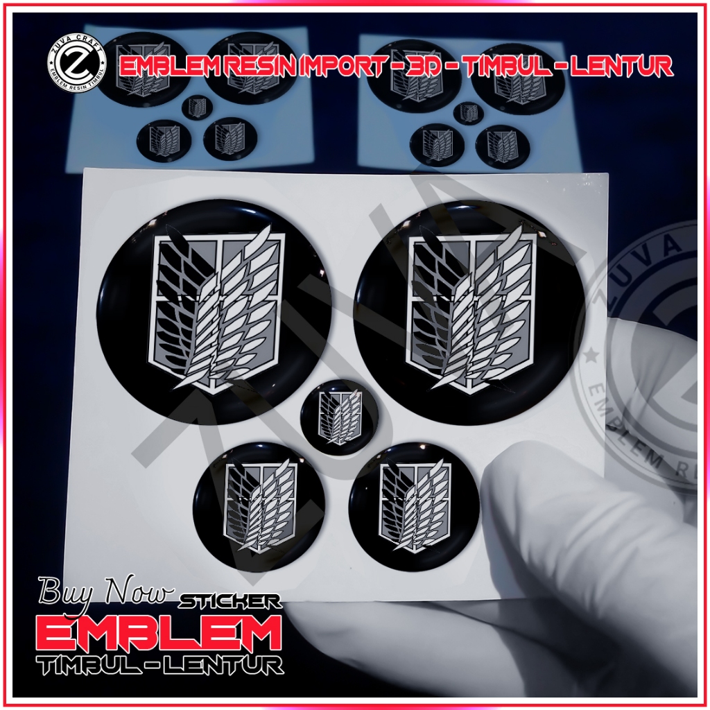 HITAM Motorcycle Sticker 3D Embossed Flexible EMBLEM LOGO AOT Survey ...
