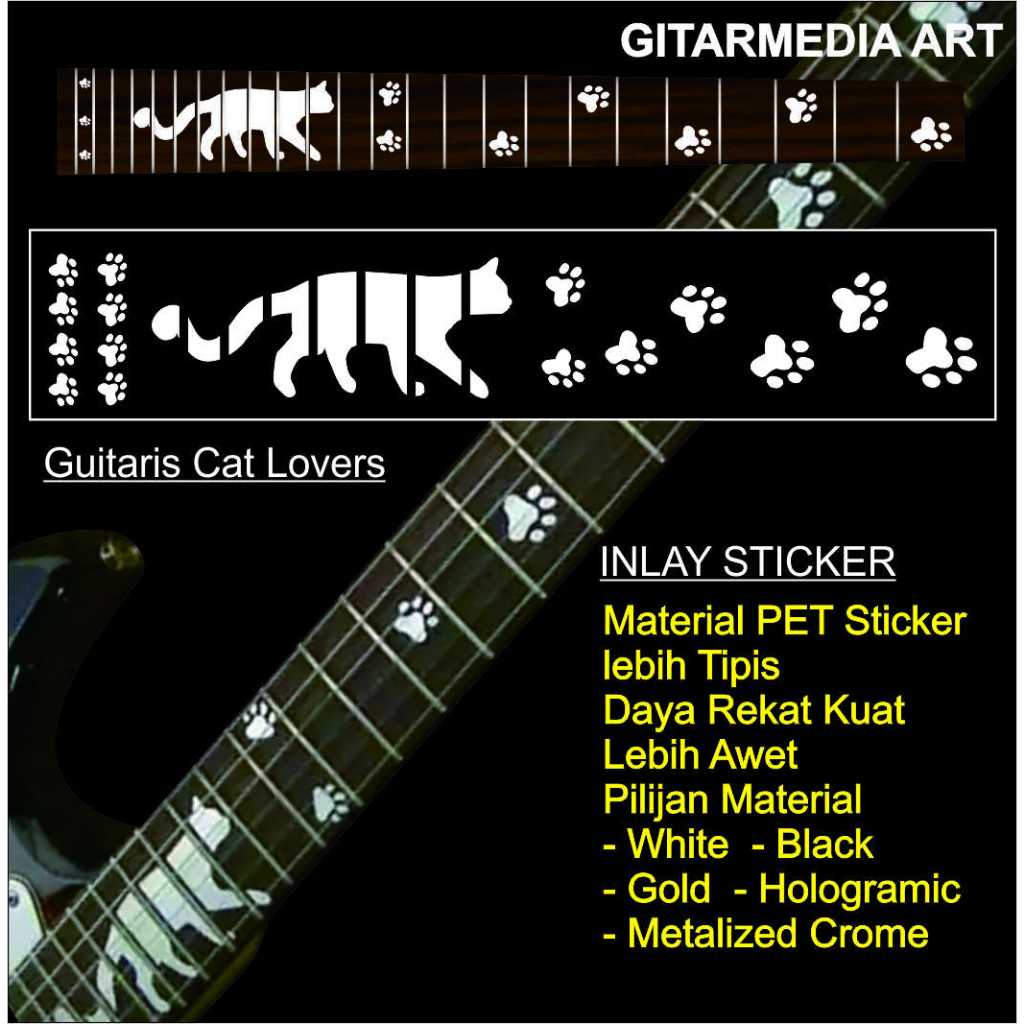 Sticker decal inlay sticker fretboard Guitar cat lover sticker cat For ...