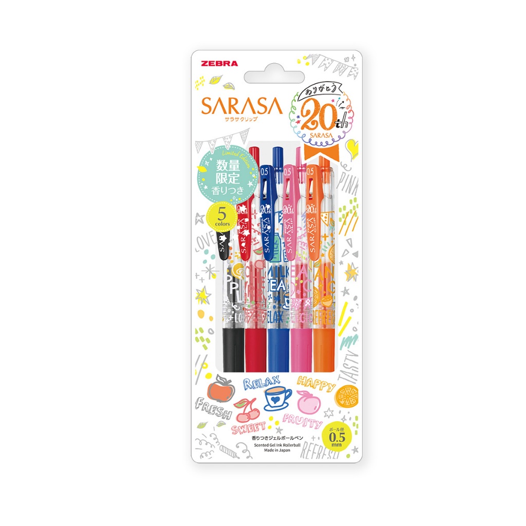 Zebra Sarasa Clip 20th Anniversary Scented Series Set of 5 Gel Ink Pen 0.5mm JJ15 Limited ...