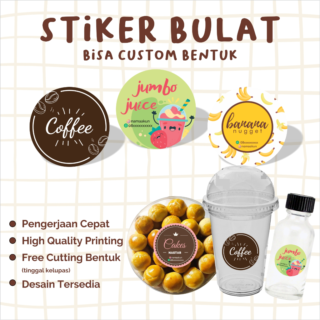 ROUND LABEL STICKER LOGO PACKAGING FOOD AND DRINK PRODUCT OLSHOP ...
