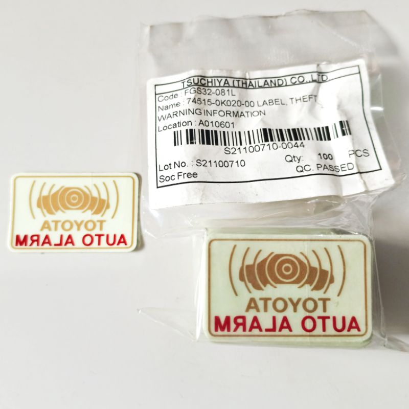 Original toyota auto alarm sticker (7515-0K020) | Shopee Philippines