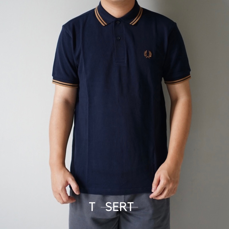 Fred PERRY Brown Tipped Polo Black Original (100% Authentic) | Shopee ...