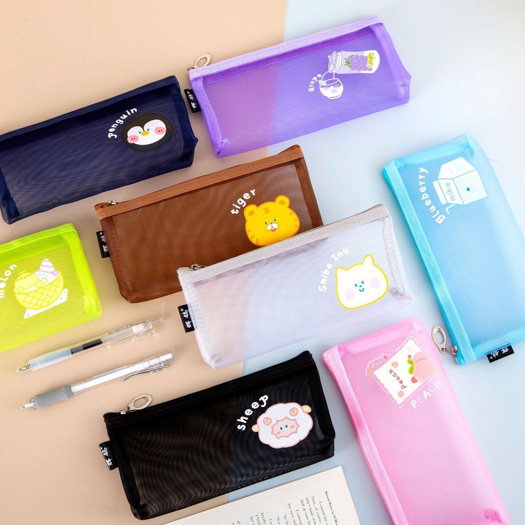 PENCIL CASE ZIPPER SOFT NET PENCIL CASE | Shopee Philippines