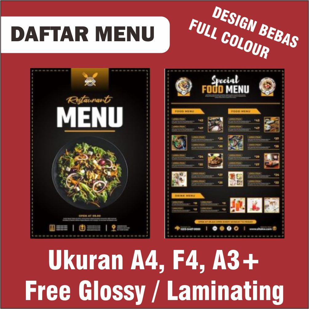Print a list of restaurant/restaurant menus in A4/F4/A3+ sizes | Shopee ...