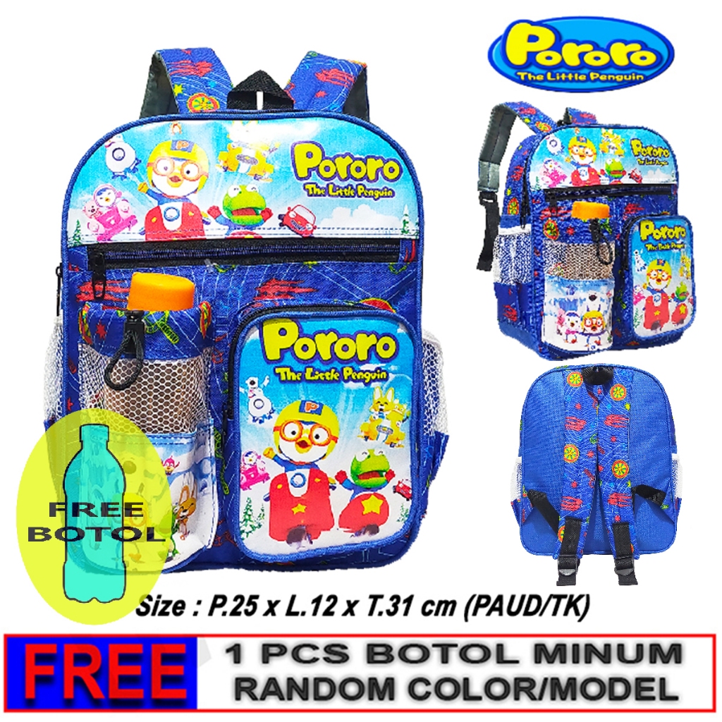 Mini Backpack For PAUD Children/TK PORORO Character free Bottle // New ...