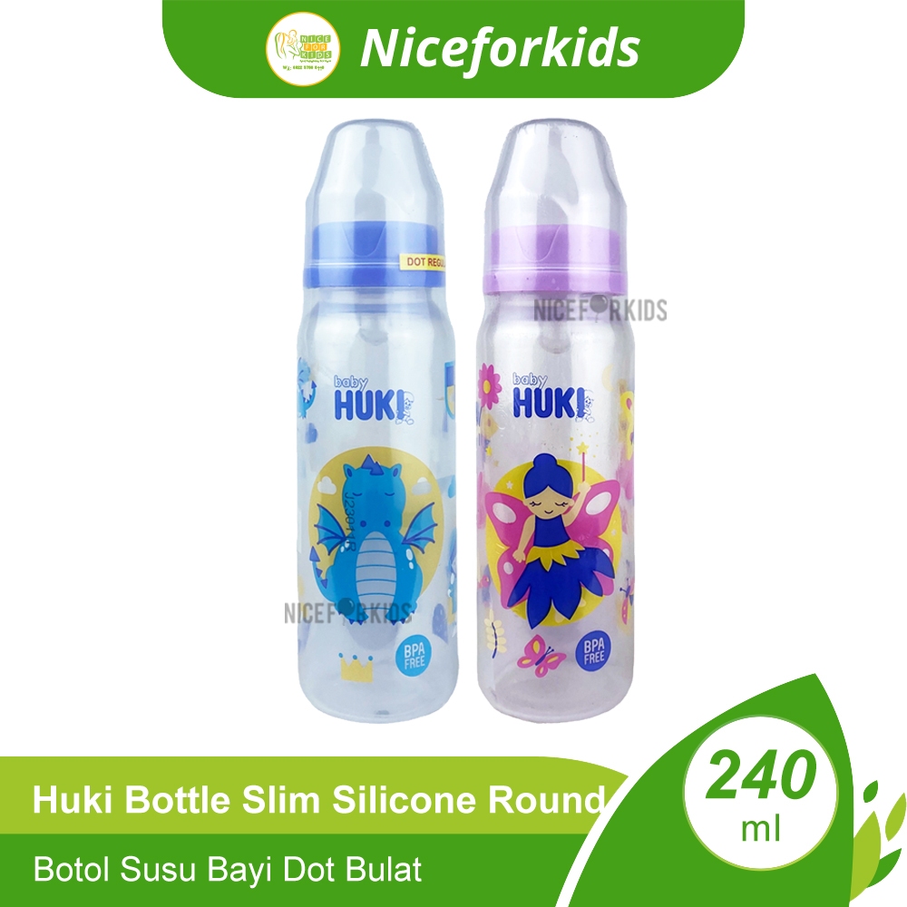 Huki 240ml Round Dot Baby Milk Bottle / Huki Bottle Slim Silicone Round ...