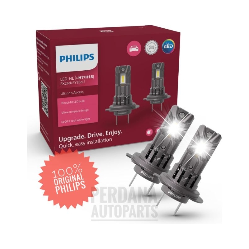 Philips LED H7 12V 16W 6000K contains 2 bulbs Original PHILIPS Ultinon ...