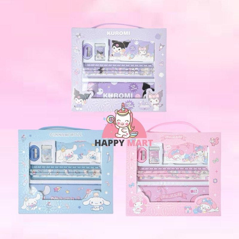 Sanrio kuromi / melody / cinnamoroll motif notes pencil case set ...