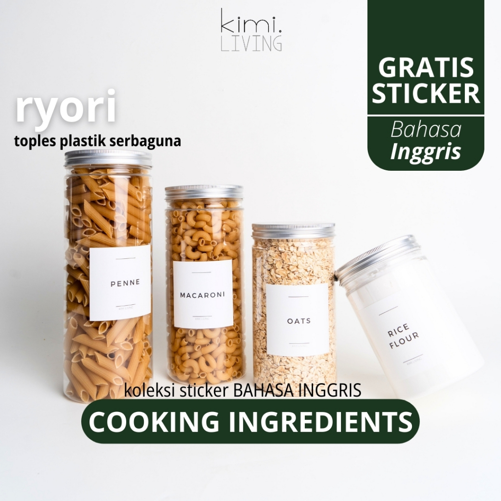 Kimi LIVING - RYORI Jar Plastic Aluminum lid FREE STICKER / FREE LABEL ...