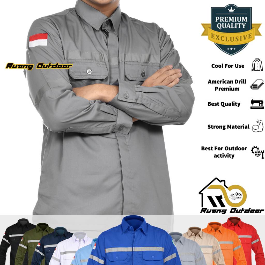 KEMEJA MESIN Wearpack TOP SHIRT SAFETY CLOTHING K3 Outdoor PREMIUM LONG ...