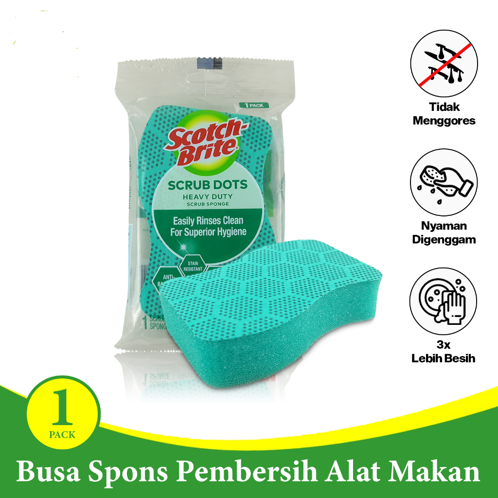 Dish WASHING SPONGE SCOTCH BRITE SCRUB DOTS HEAVY DUTY ANTI-BACTERIAL ...