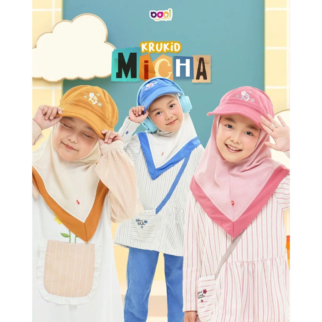 Krukid Micha | Children's instant headscarf | Girl's veil | Children's headscarf | Cute veil ...