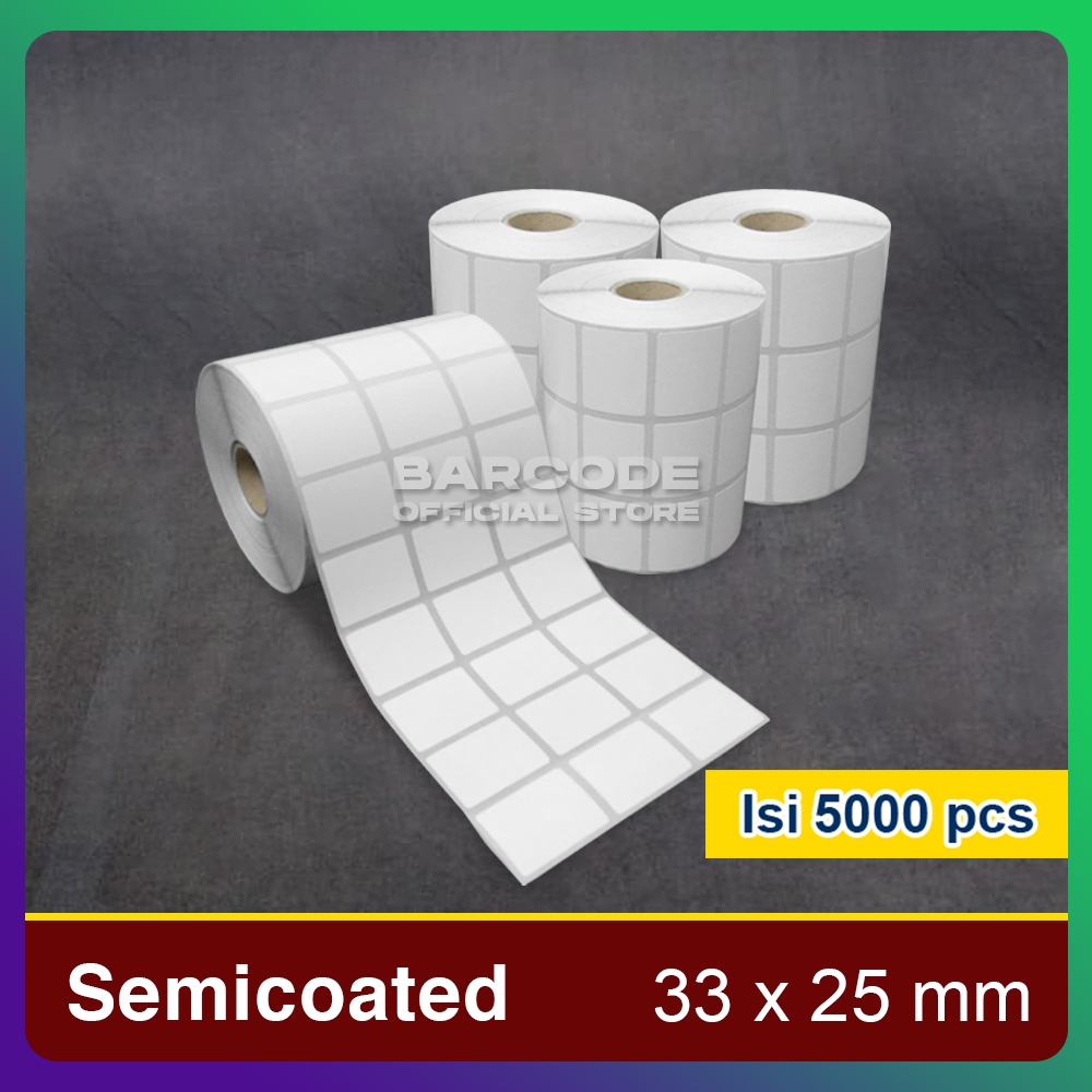 Semicoated 33 X 25 mm 3 Line Barcode Printer Label Sticker Paper ...
