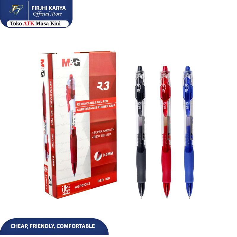 M&g Retractable Gel Pen Black, Red, Blue 0.5mm - M&G | Shopee Philippines