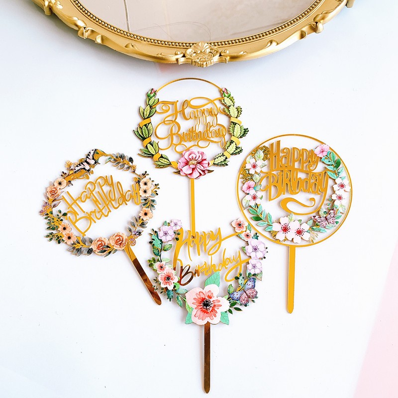 Acrylic Happy Birthday Topper / Flower Cake Topper / Flower Shape ...
