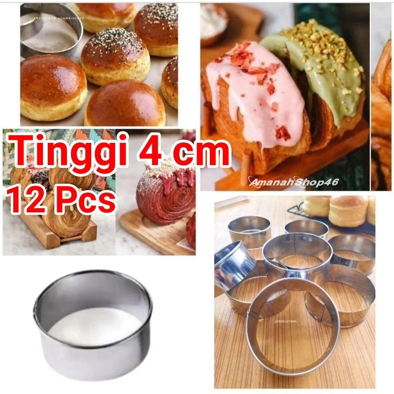 12 Pcs round bread ring / burger ring 7/8/9/10/11/12 height 3/4 cm ring ...