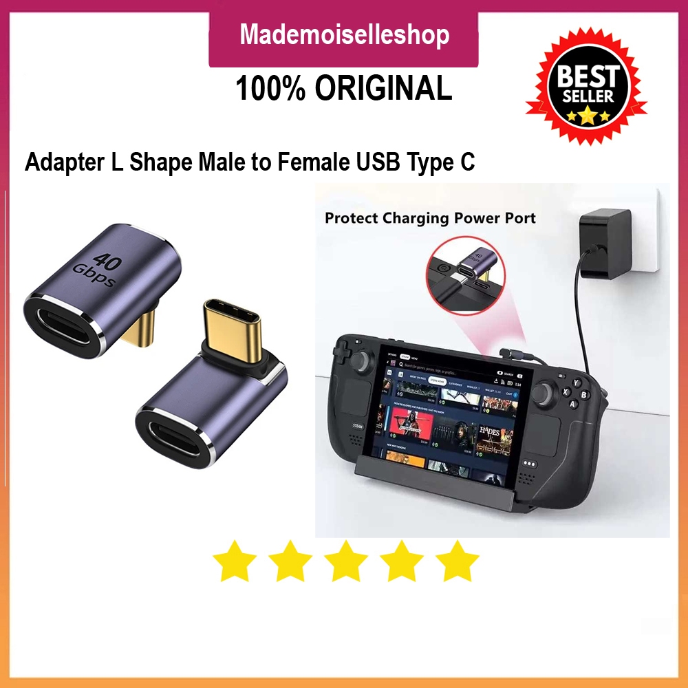 L Shape USB Type C Male to Female Adapter - High Speed CBK40 For ...