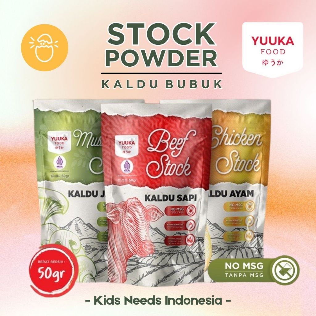 Yuuka FOOD Stock Powder Mpasi Broth Powder Beef Chicken Mushroom 50g ...