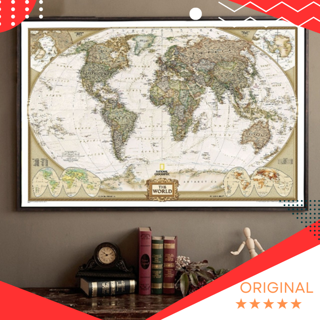 World Map Poster Large Vintage World Map 103x69cm PAY ON DELIVERY ORIGINAL NEW [GOSEND][GRAB ...