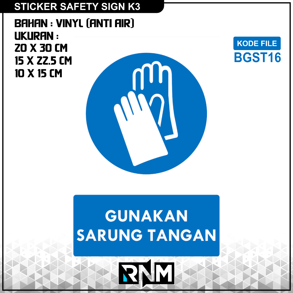 RAMBU K3 BLUE SAFETY SIGN STICKER USES GLOVES | Shopee Philippines