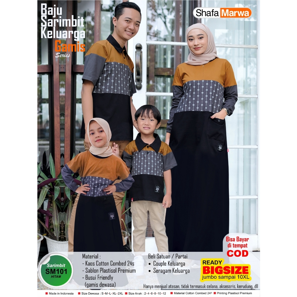HITAM Shafa Marwa Baju Family Couple Family Gamis Series Father Dress ...