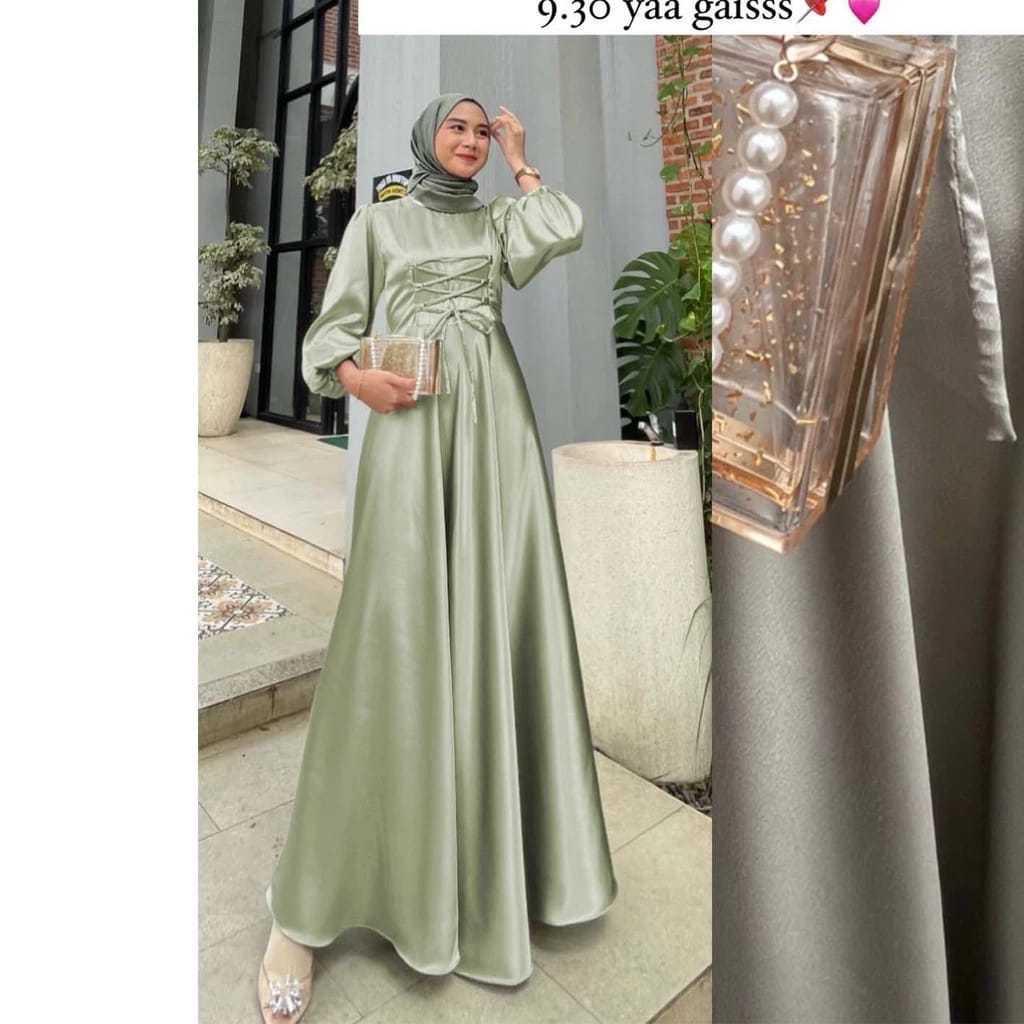 Latest Gamis Aurora Satin Silk Premium dress for Eid / Shimmer dress ...
