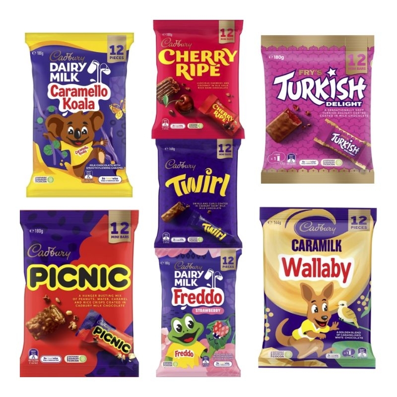Cadbury Cherry Ripe, Caramello Koala, Turkish, Twisl, Picnic, Freddo ...