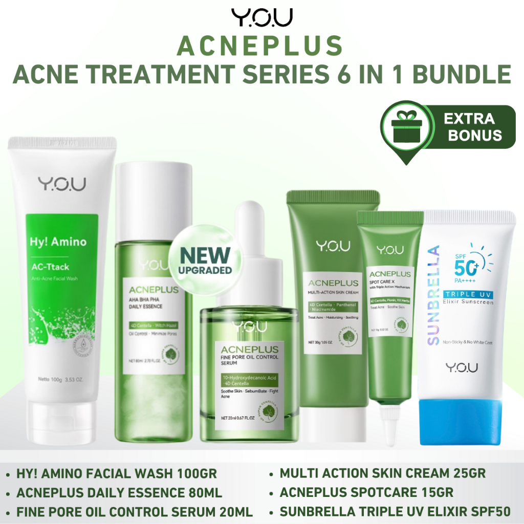 You AcnePlus skincare set with Triple UV Elixir sunscreen skincare acne ...