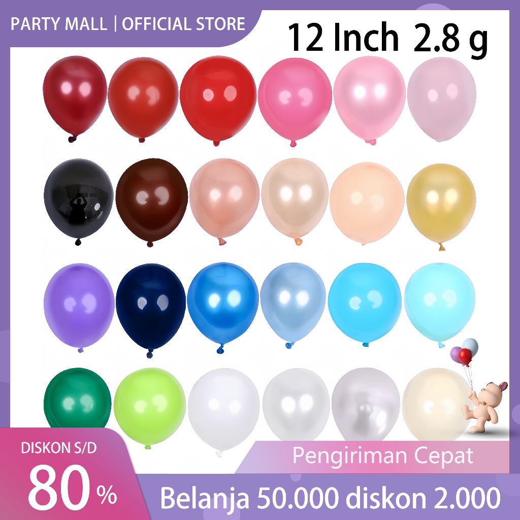 12inch Metallic Latex Balloons/Party Balloons/Colorful Plain Balloons ...