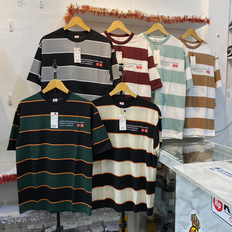 Uni&lo STRIPE OVERSIZE T-SHIRTS 24s VIRAL IQBALE SIMPLE THICK LINE T ...