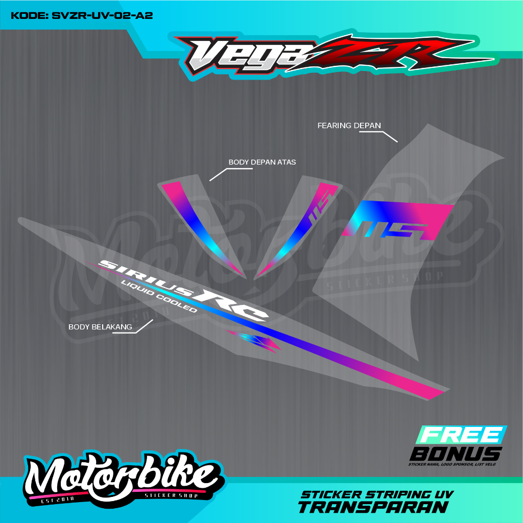 VEGA ZR TRANSPARENT STRIPING STICKER RACING RAINBOW MOTIF - SVZR-UV ...