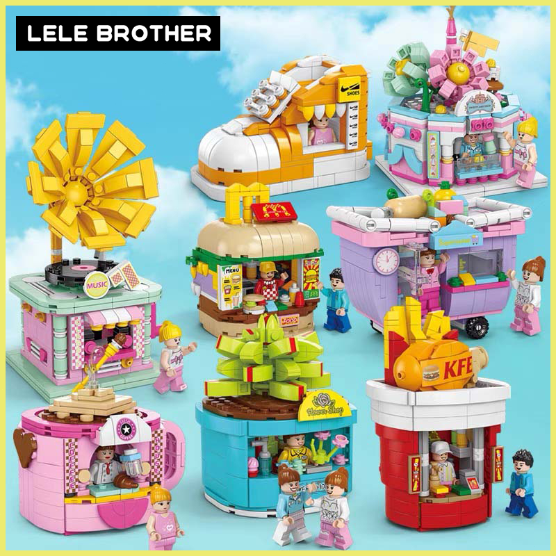 Lele Toy Beam Bricks City Street View Burger Shop 3D Model Creative DIY ...
