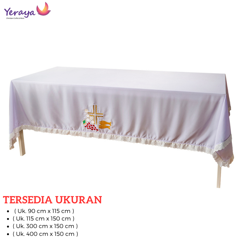 PUTIH White Altar Tablecloth 2 Ero Fish Embroidered Table Runner White ...