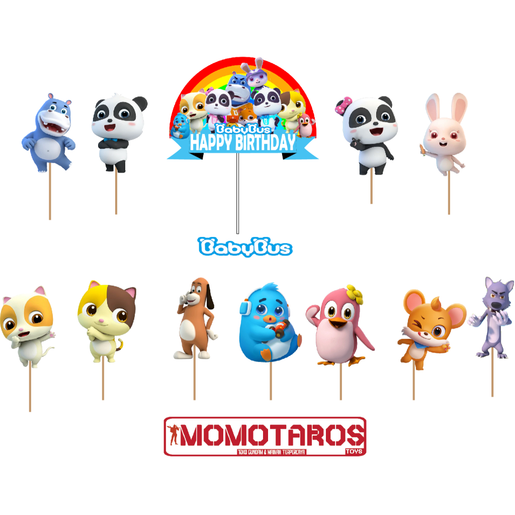 New Baby Bus Panda and Friends cake Topper contains 12 pcs | Shopee ...