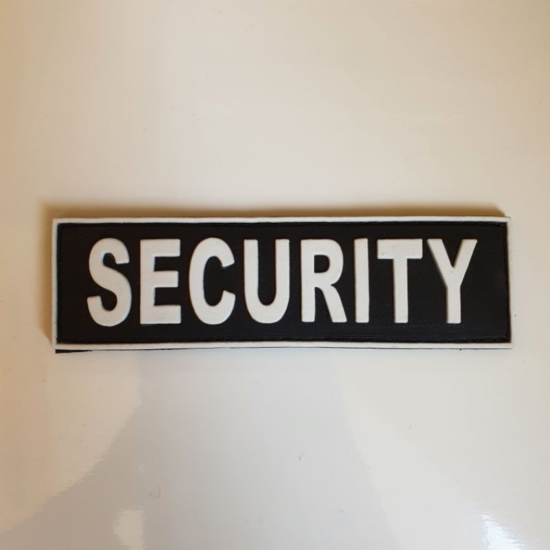 PUTIH Patch rubber logo security Writing logo Long White velcro rubber ...