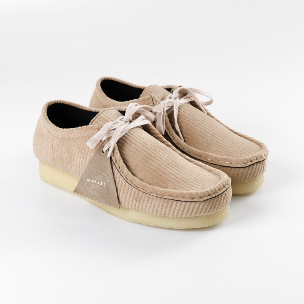 Men's Wallabee Casual Cream Corduroy Shoes - Men's Casual Shoes ...