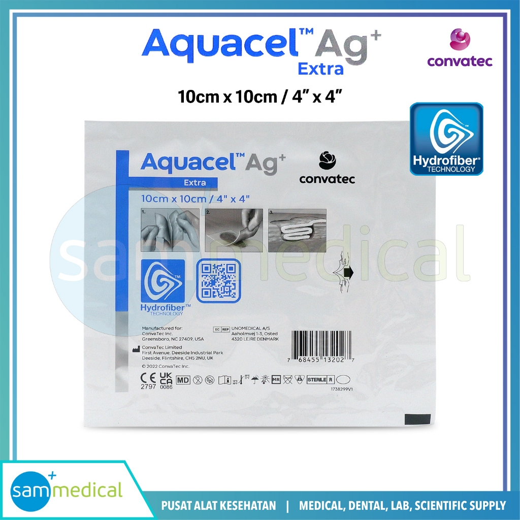 Convatec Extra Aquacel Ag+ Hydrofiber Dressing Extra 10cm x 10cm 413567 ...