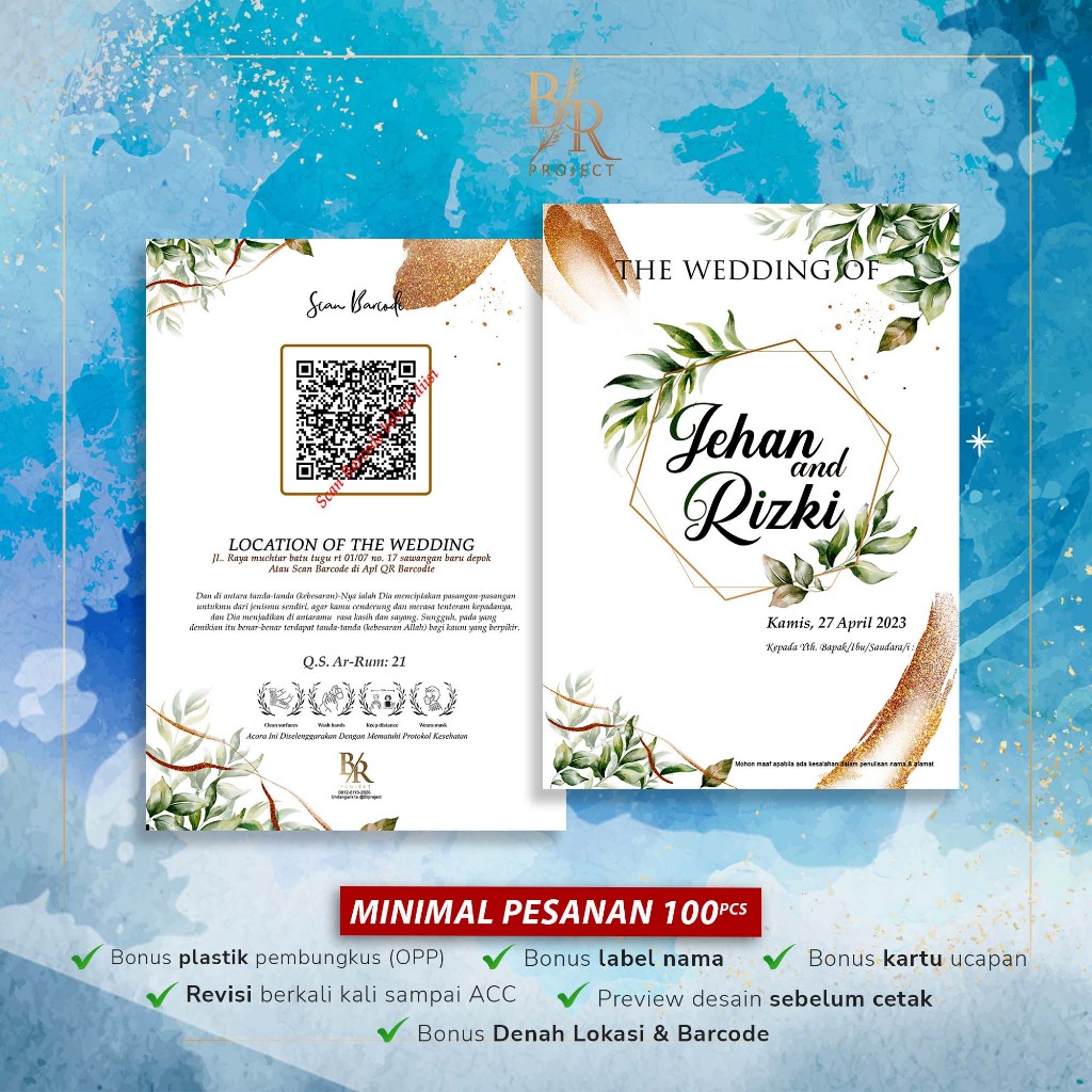 160gsm Brief Card Material Two Fold Wedding Invitation | Unique Wedding ...