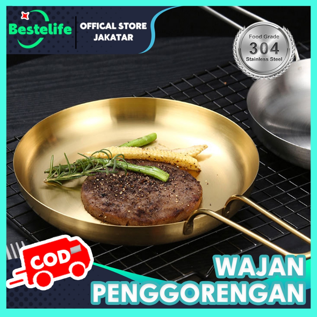 Frying PAN Serving Plate 20CM STAINLESS GOLD FRYING PAN GOLD | Shopee ...